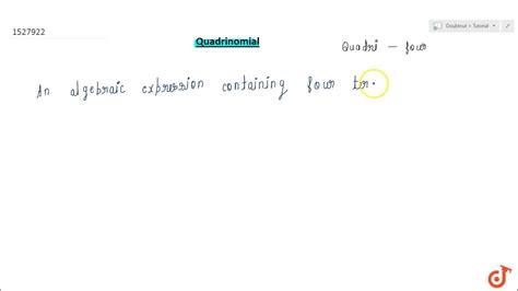 Quadrinomial An Algebraic Expression Four Terms Is Called Youtube