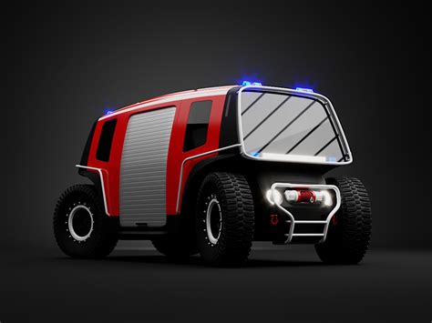 Robocar 4wd Self Driving Fire Truck Cgtrader