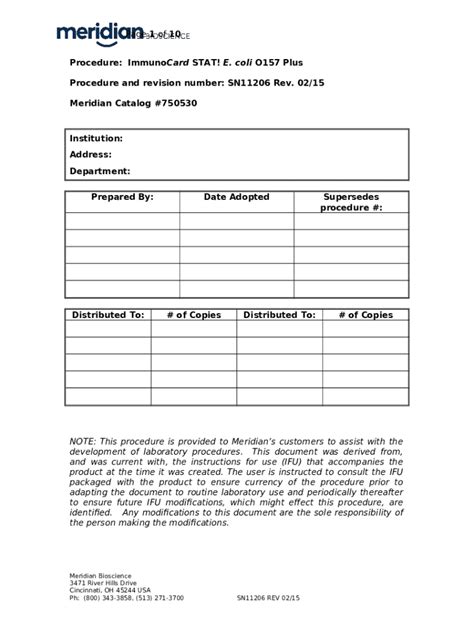 Meridian Bioscience Immunocard Stat E Coli 0157 Plus Doc Template Pdffiller