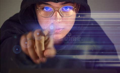 Hologram, Cyber Woman and Touch Screen Portrait for 3d, Futuristic or ...