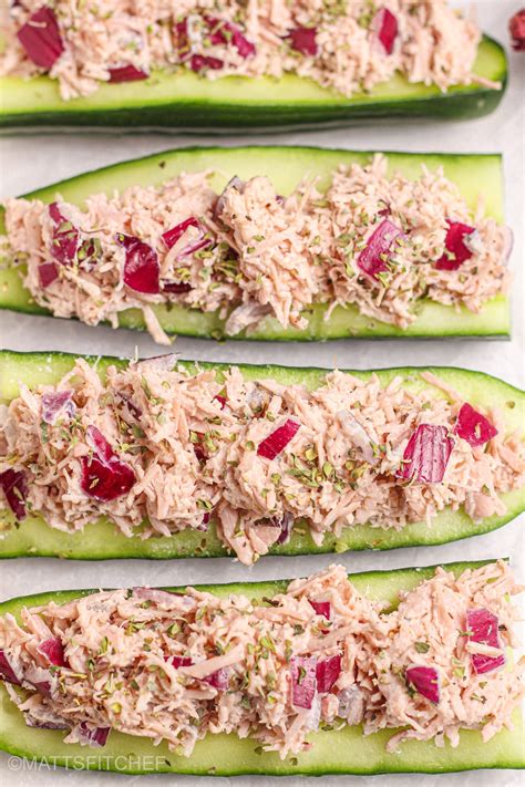 Easy Tuna Cucumber Boats 95 Calories