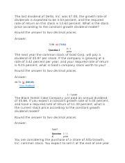 FINC 330 Homework 5B Docx The Last Dividend Of Delta Inc Was 7 00 The Growth Rate Of