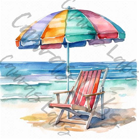 Beach Umbrella Watercolor Clip Art Summer Beach Umbrella Clip Art Beach