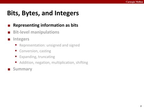 Ppt Bits Bytes And Integers Lecture Jan 24 2013 Powerpoint Presentation Id2600201