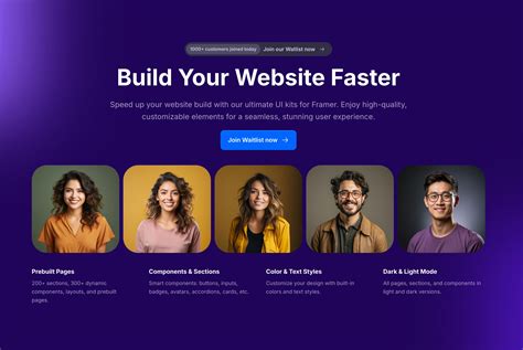 Dark Landing Hero Section For Framer Frameblox Ui By Solt Wagner Layers