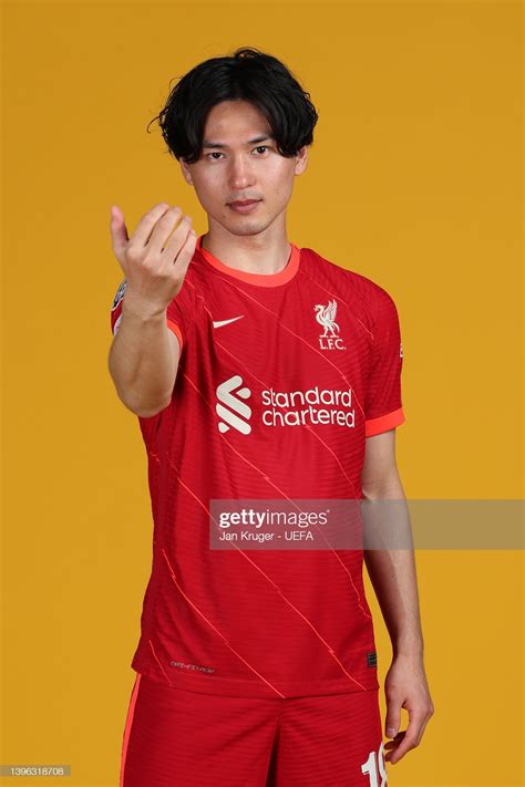 Takumi Minamino Of Liverpool Poses During The Uefa Champions League