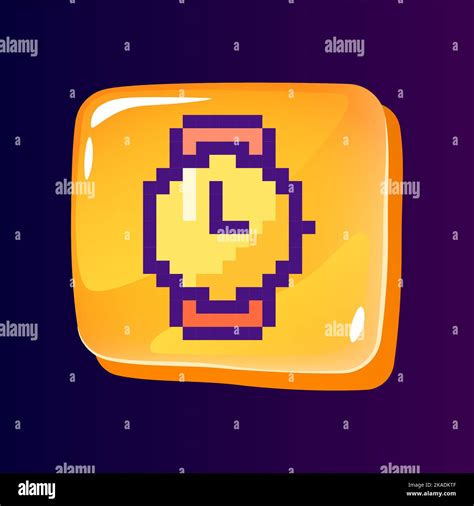 wristwatch glossy ui button with pixelated color icon stock vector