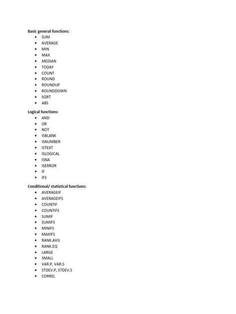 Excel Functions Module 1 Pdf
