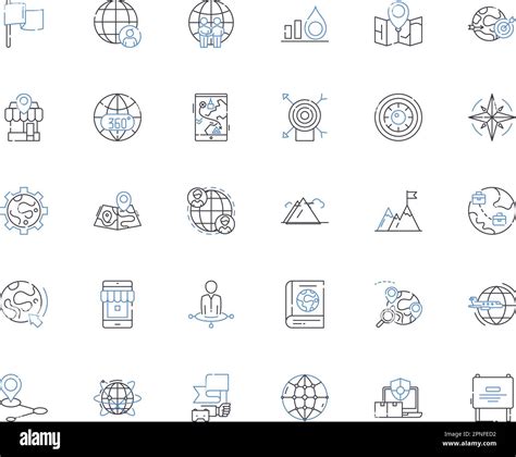 Geolocation Line Icons Collection Tracking Mapping Location Gps