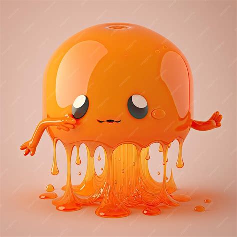 젤리 풍선껌 오렌지 캐릭터 젤리 캔디 Ai 생성 Ui 게임 인물 큰 눈을 가진 재미있는 얼굴 과일이 있는 신선하고 즙이 많은
