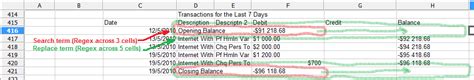 Multiple Cell Search Term And Multiple Cell Replace Term Using Regex In