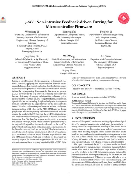 Afl Non Intrusive Feedback Driven Fuzzing For Microcontroller Firmware