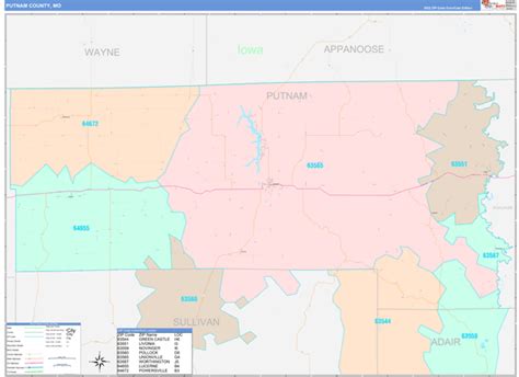 Putnam County Mo Wall Map Color Cast Style By Marketmaps Mapsales