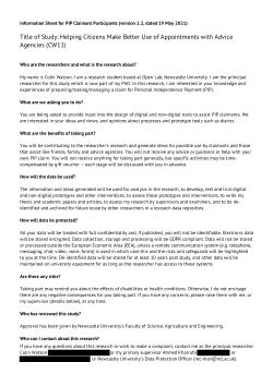 Information Sheet For PIP Claimant Participant