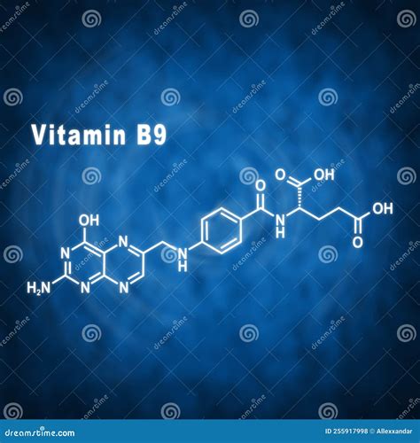 Vitamin B9 Folic Acid Structural Chemical Formula Stock Illustration