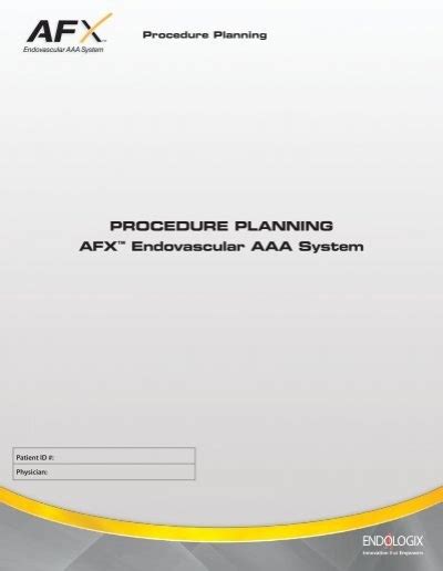 Procedure Planning Afxâ ¢ Endovascular Aaa System Endologix