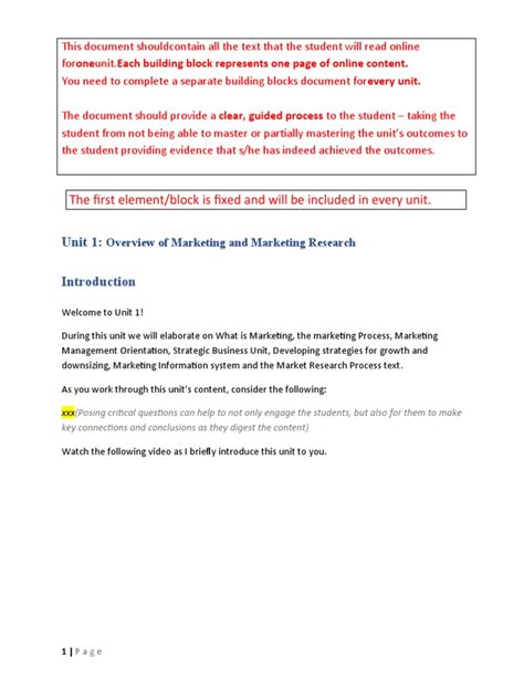 Building Blocks Template V 20 10 22 Pdf Marketing Rubric Academic