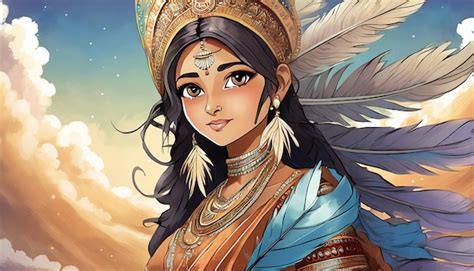 Premium Photo Anime Style Figure Of A Woman With Feathers In Her Hands