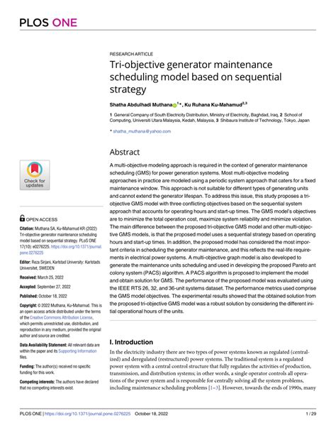 pdf tri objective generator maintenance scheduling model based on