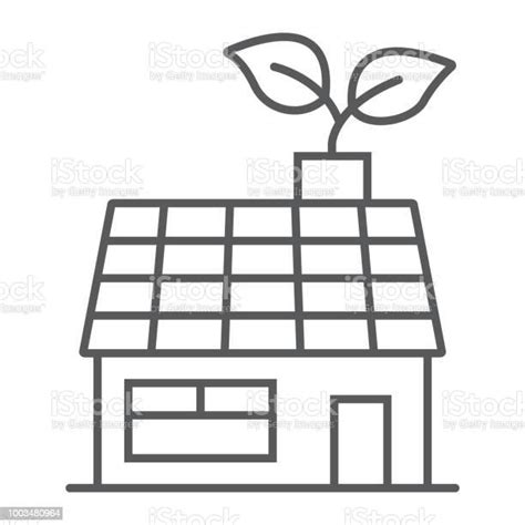 낮은 에너지 집 선 아이콘 생태 및 에너지 자연 기호 벡터 그래픽 흰색 배경 Eps 10에 선형 패턴 생활 0명에 대한 스톡