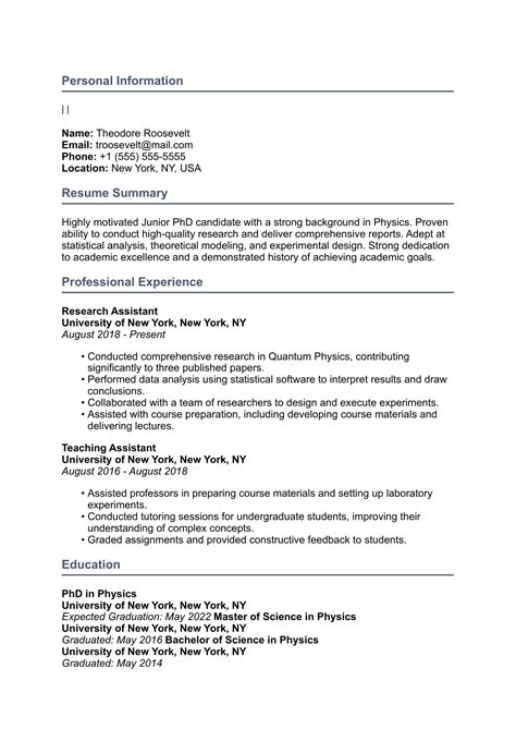 Phd Resume Examples And Templates For 2024 Resume Buildr
