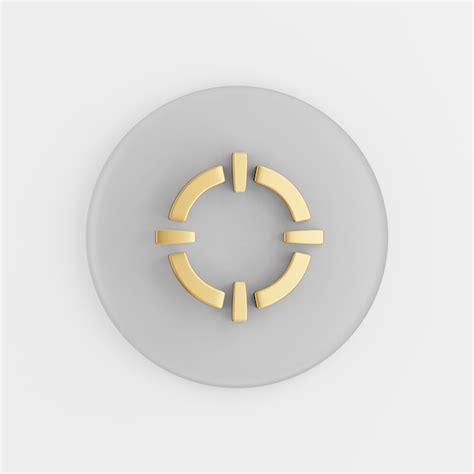 premium photo gold target icon 3d rendering round gray key button