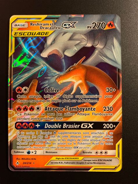 Carte Pokémon Reshiram Et Dracaufeu Gx Escouade