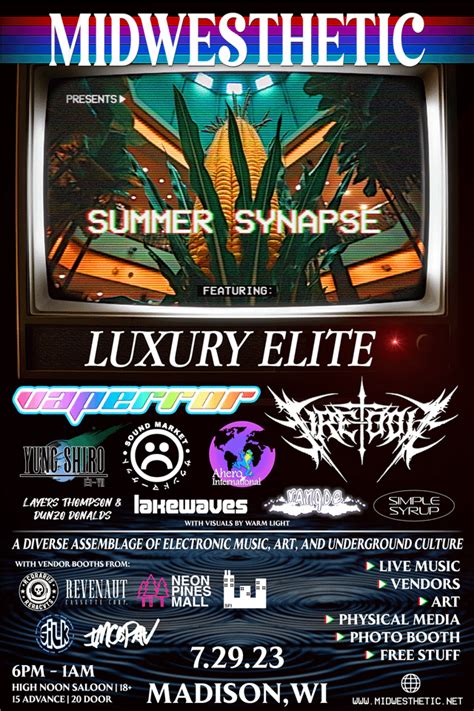 Midwesthetic Summer Synapse Live Vaporwave Art And Music Madison Wi 7 29 Luxury Elite Fire