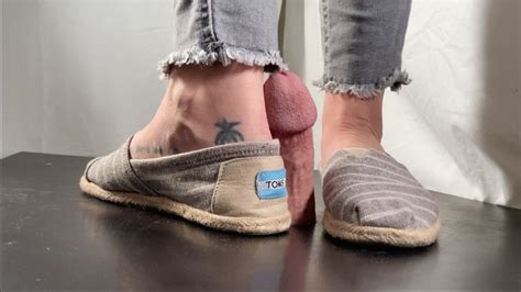 A Shoejob In Toms Slippers Cbt And Shoejob With Footjob Finish And