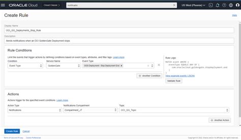Create Notifications For Oracle Cloud Infrastructure Goldengate