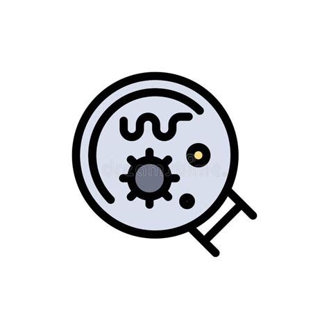 Germs Laboratory Magnifier Science Flat Color Icon Vector Icon Banner Template Stock Vector