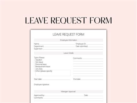 Leave Request Form Leave Request Template Time Off Management Vacations Maternity And