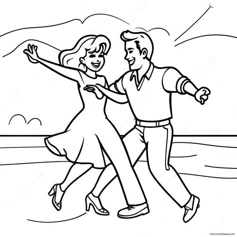 Sandy And Danny Dancing Coloring Page 53184 42070
