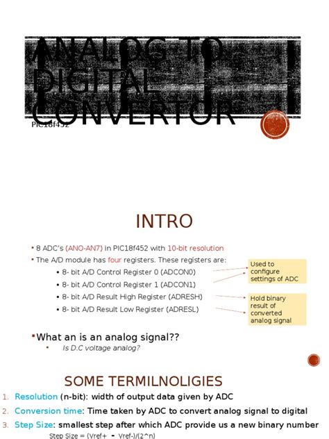 Adc Pic18f452 Pdf Analog To Digital Converter Signal Processing