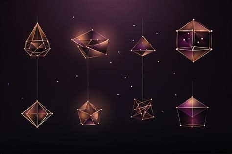 Wireframe Geometric Shapes In Different Phormes Abstract D Grid Design Universal Trendy