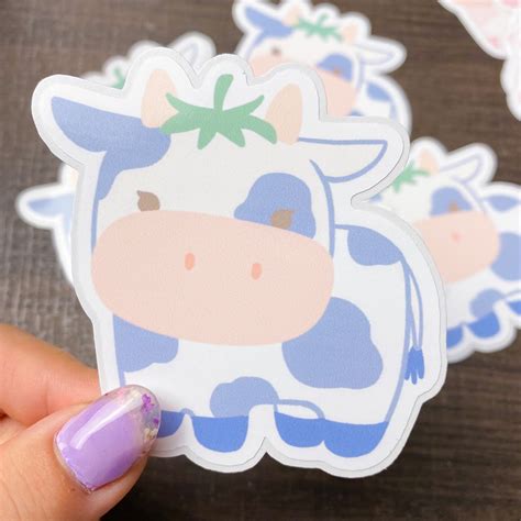 Blueberry Cow Sticker Strawberry Cow Stickers Lindo Cow Etsy