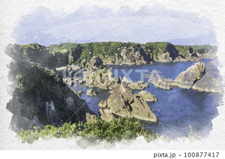 水彩画風 串本 海金剛 和歌山県串本町のイラスト素材 100877417 PIXTA