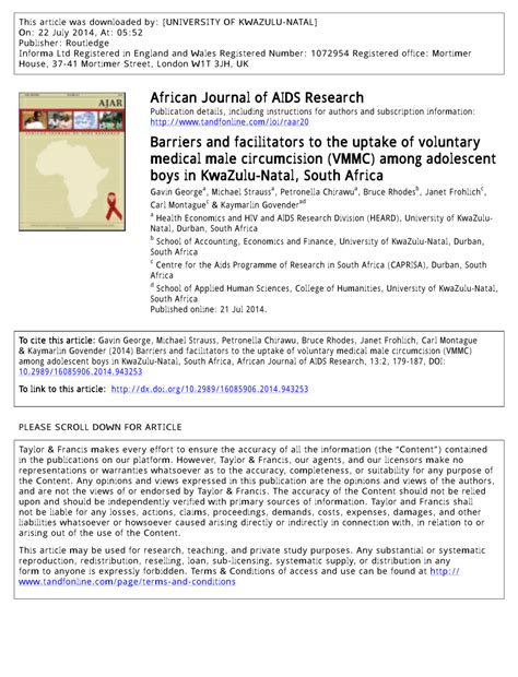 Pdf Barriers And Facilitators To The Uptake Of Voluntary Medical Male