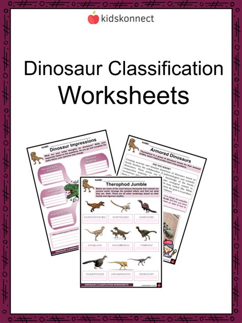 Dinosaur Classification Worksheets Timeline Characteristics