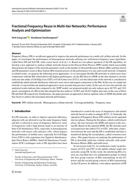 Fractional Frequency Reuse In Multi Tier Networks Performance Analysis