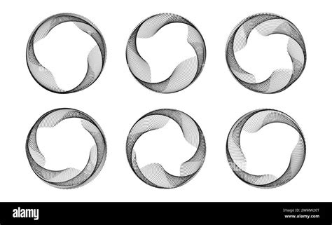 Blend Dotted Line Circle Frames Set Black Round Border Collection