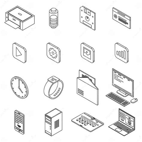 Operating System Icons Set Vector Outline Stock Vector Illustration Of Usability Outline