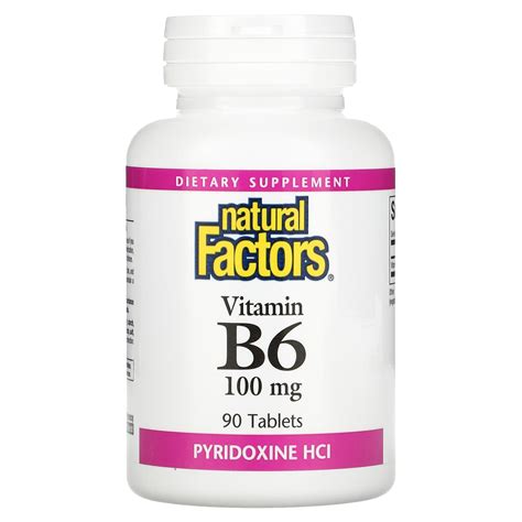 Natural Factors 비타민b6 피리독신 Hcl 100mg 90정