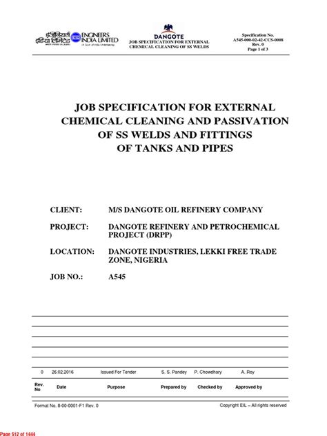 Pickling And Passivation Procedure Pdf Pipe Fluid Conveyance Building Materials