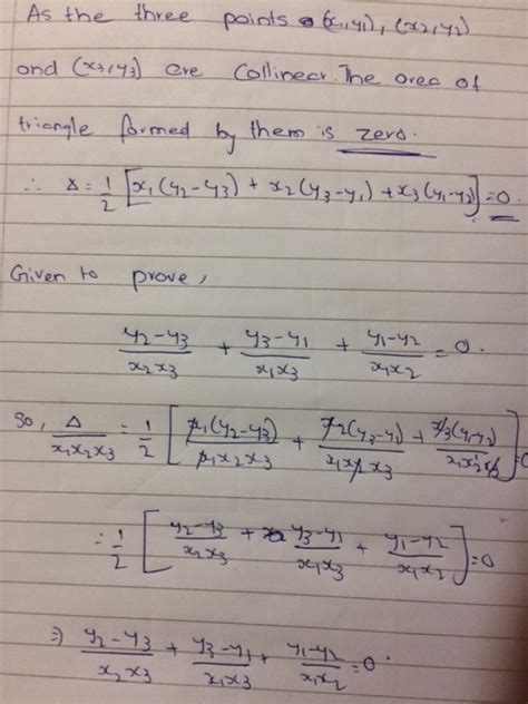 If The Points X1 Y1 X2 Y2 And X3 Y3 Be Collinear Show That Y2 Y3