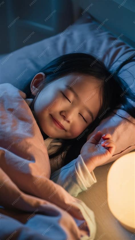 Content Young Asian Girl Sleeping In Bed Premium Ai Generated Image