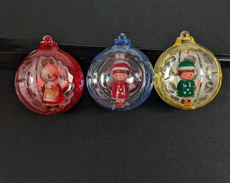 Vintage Jewelbrite Diorama Ornaments Set Of 3 Plastic Holiday Ornaments