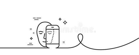 Face Biometrics Line Icon Facial Recognition By Phone Sign Continuous