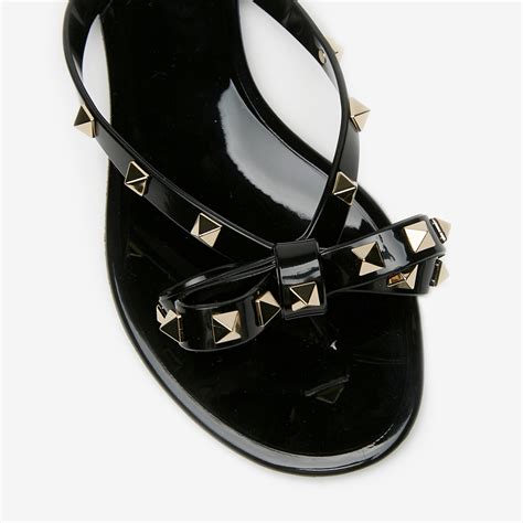 스크래치 발렌티노 여성 락스터드 리본 블랙 쪼리 PVS NO VALENTINO
