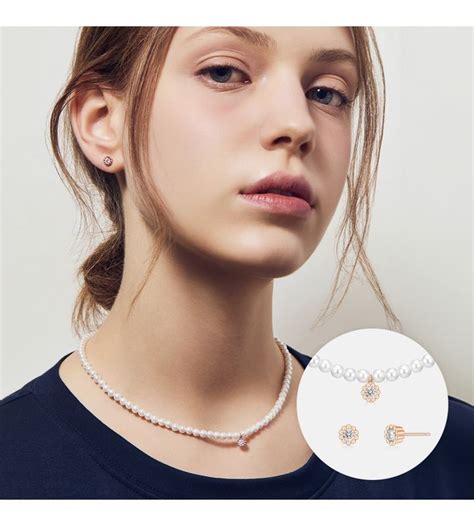 포스티 레네 스털링 실버 로즈 비드 네크리스이어링 Set A241sn9191rpa